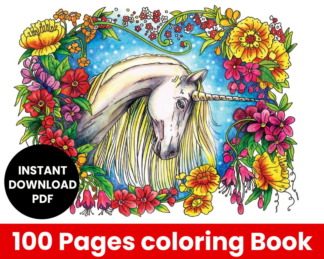 Unicorns Coloring Pages-fantasy Coloring Book, Magical Coloring Pages ...