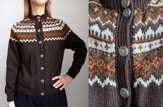 Icelandic Hand Knit Sweater Scandinavian Wool Cardigan - Etsy