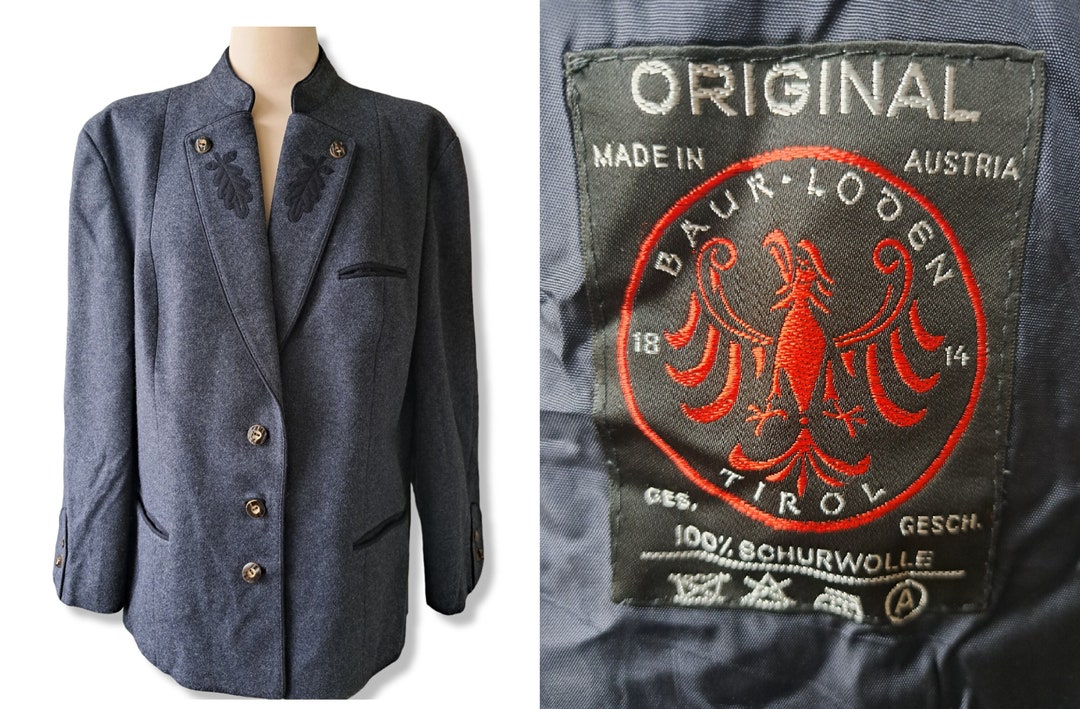 Vintage Grey Wool Jacket Mens Original Tyroler Loden Made in Austria ...