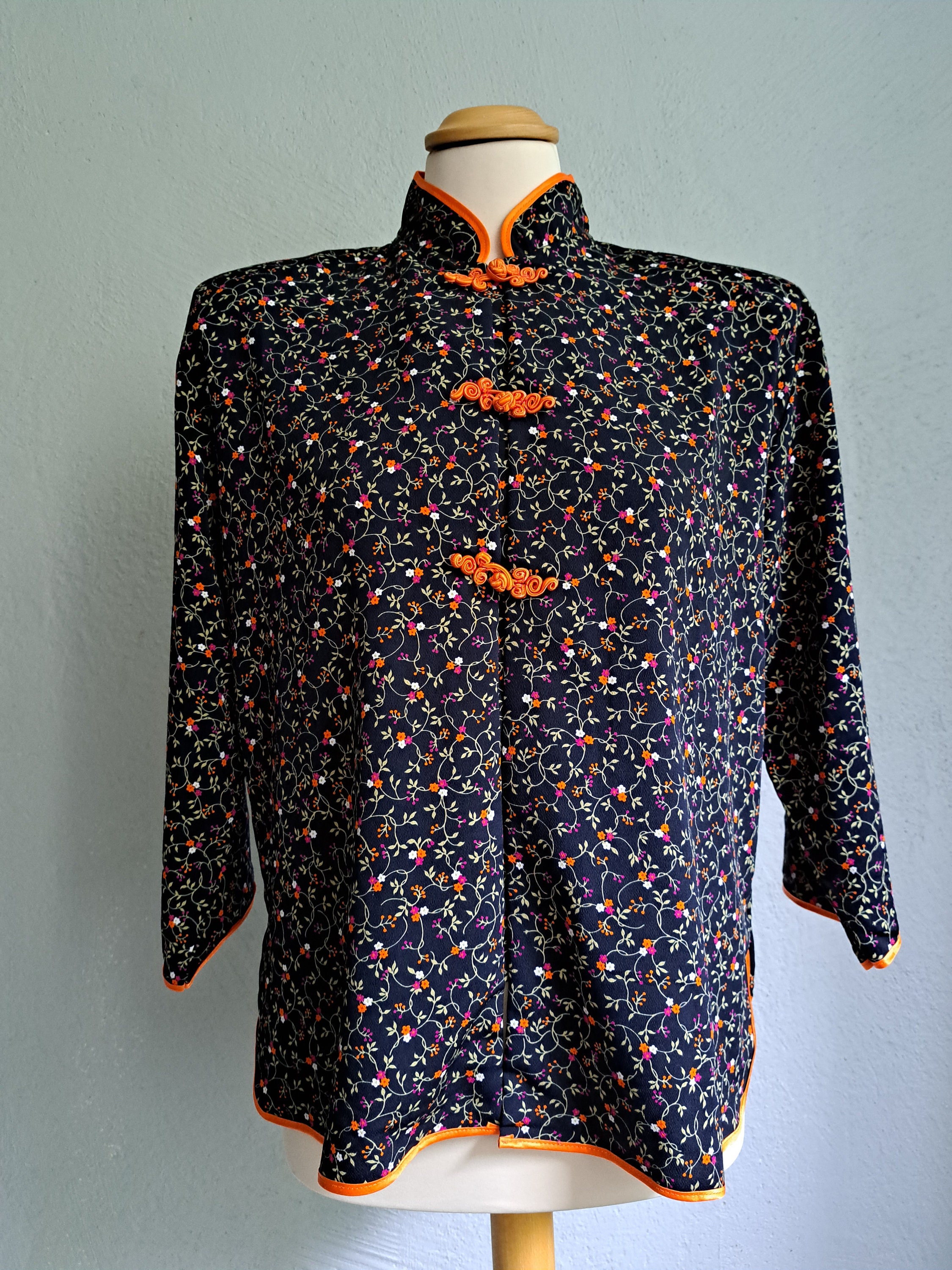 Vintage Chinese Style Blouse Asian Shirt Vintage Floral Blouse - Etsy