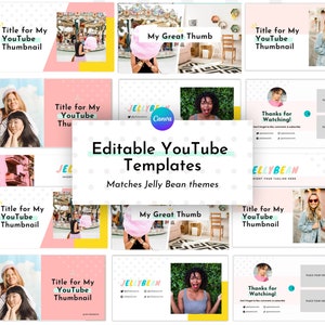 Cute Youtube Templates for Canva | Youtube Banner Template | Editable ...