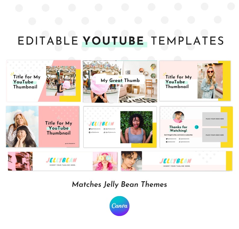 Cute Youtube Templates for Canva Youtube Banner Template - Etsy