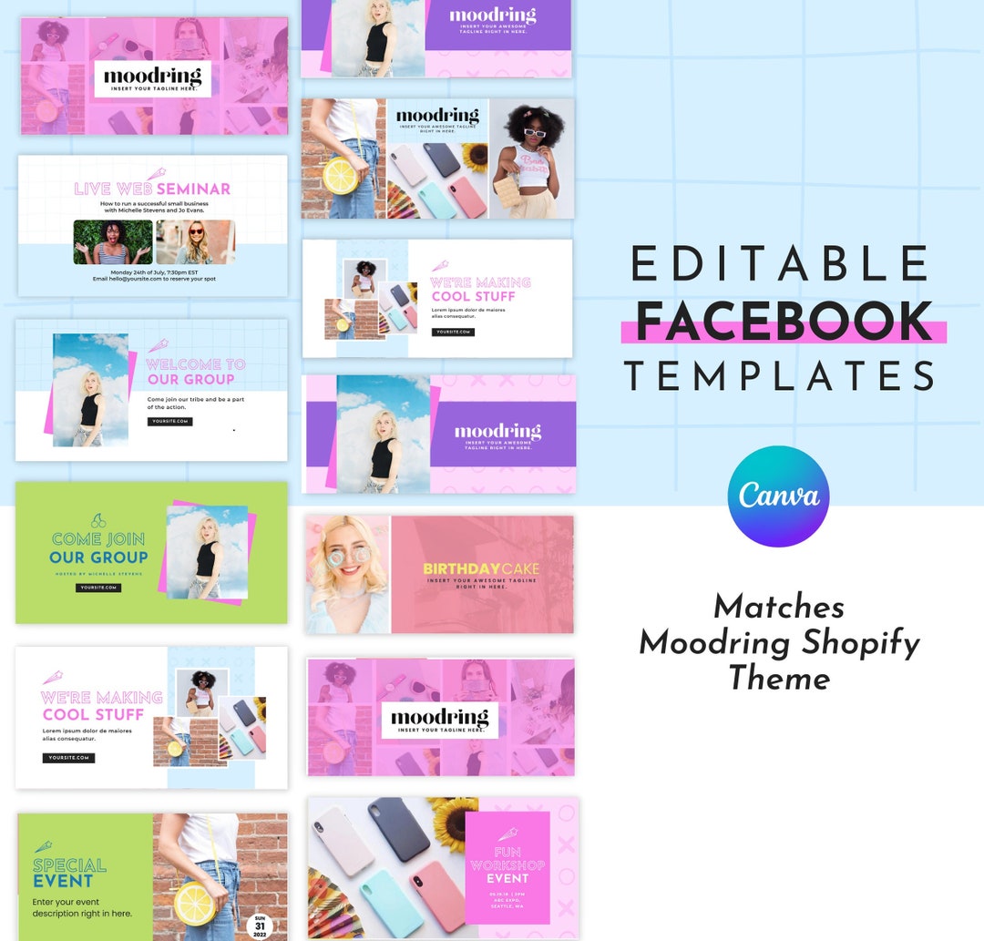 Colorful Facebook Template for Canva | Matching Moodring Template ...