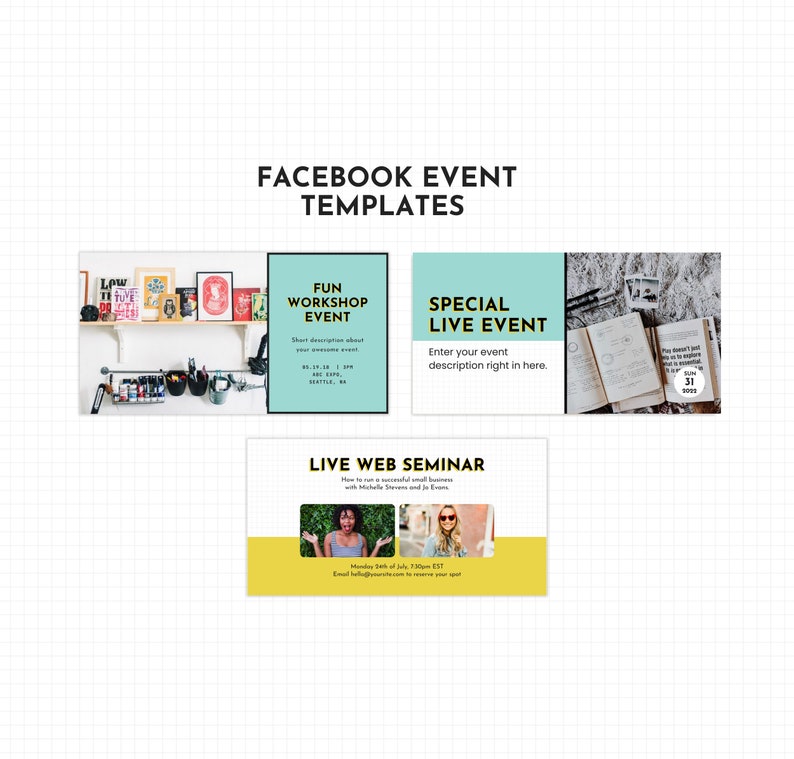 Bold Facebook Template for Canva | Facebook Cover Template | Matching ...