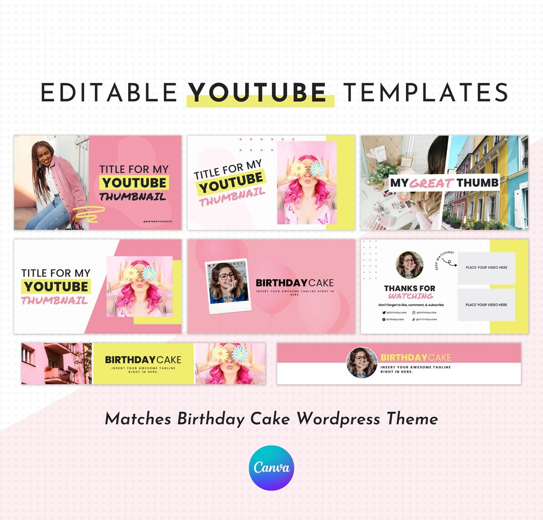 Fun Youtube Templates for Canva Youtube Banner Template - Etsy