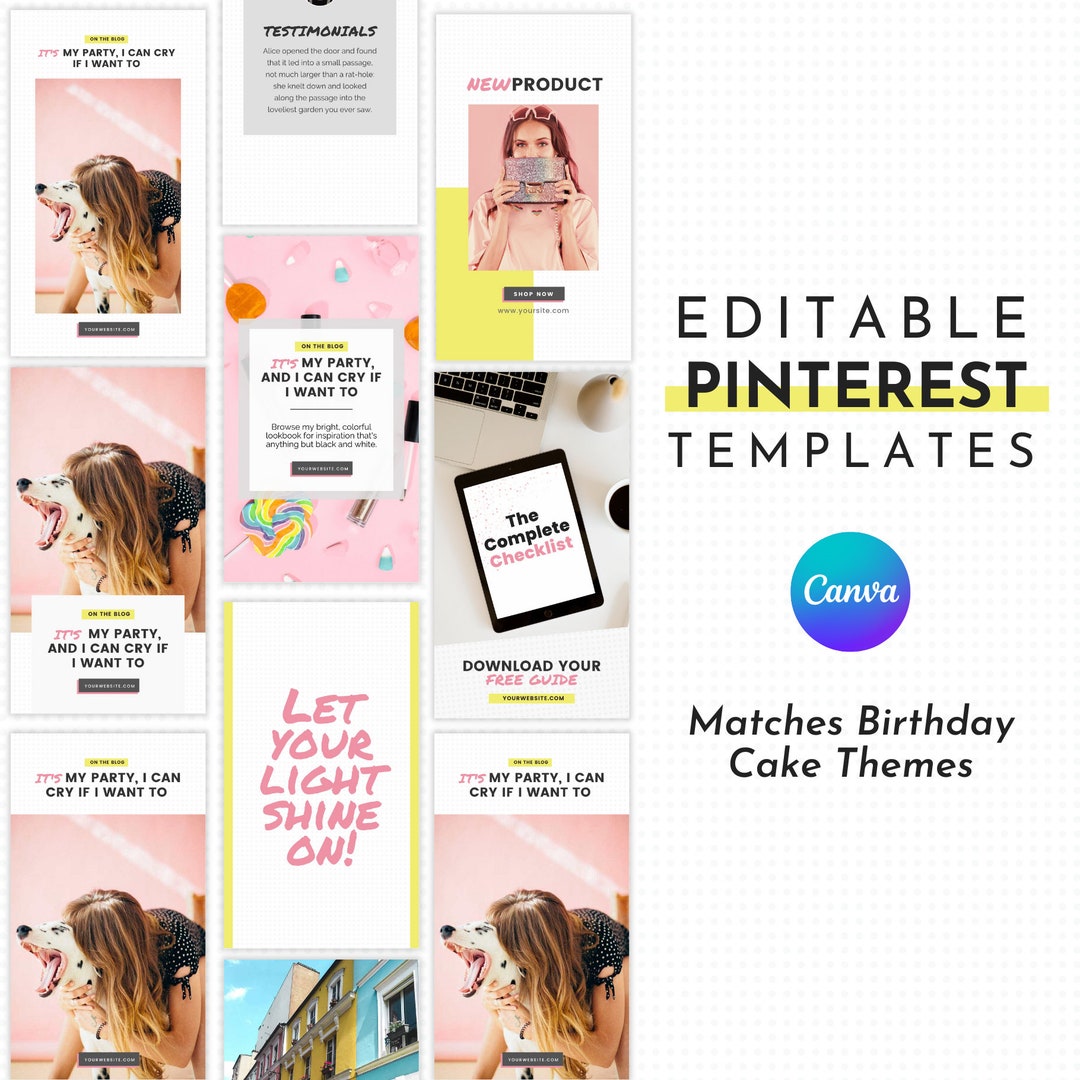 Fun Pinterest Templates for Canva | Matching Birthday Cake Template ...