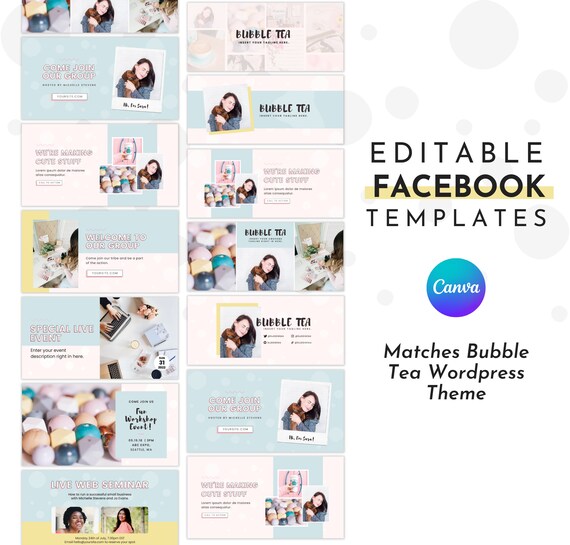 Pastel Facebook Template for Canva Facebook Cover Template - Etsy