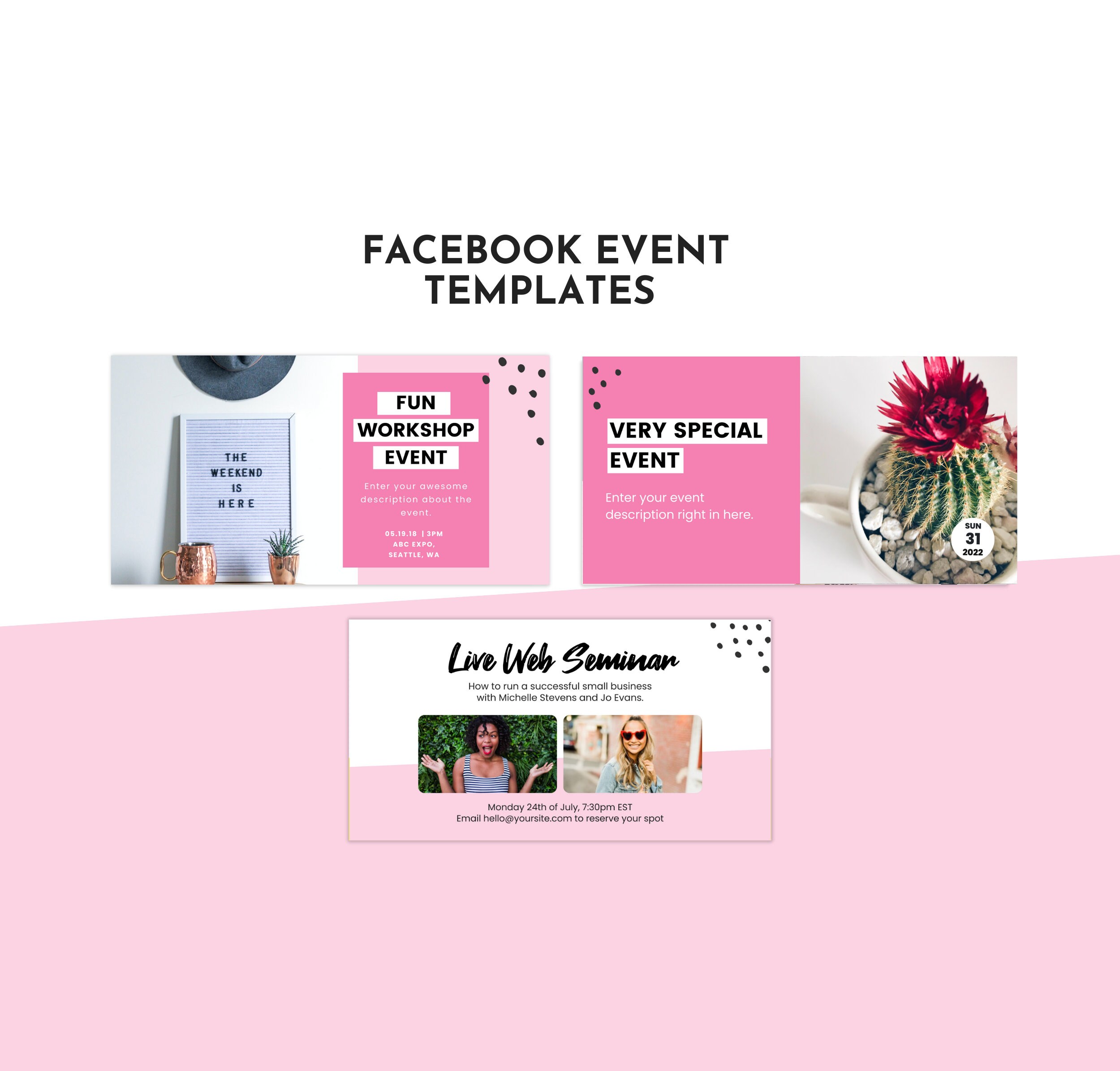 Feminine Facebook Template for Canva Facebook Cover Template - Etsy