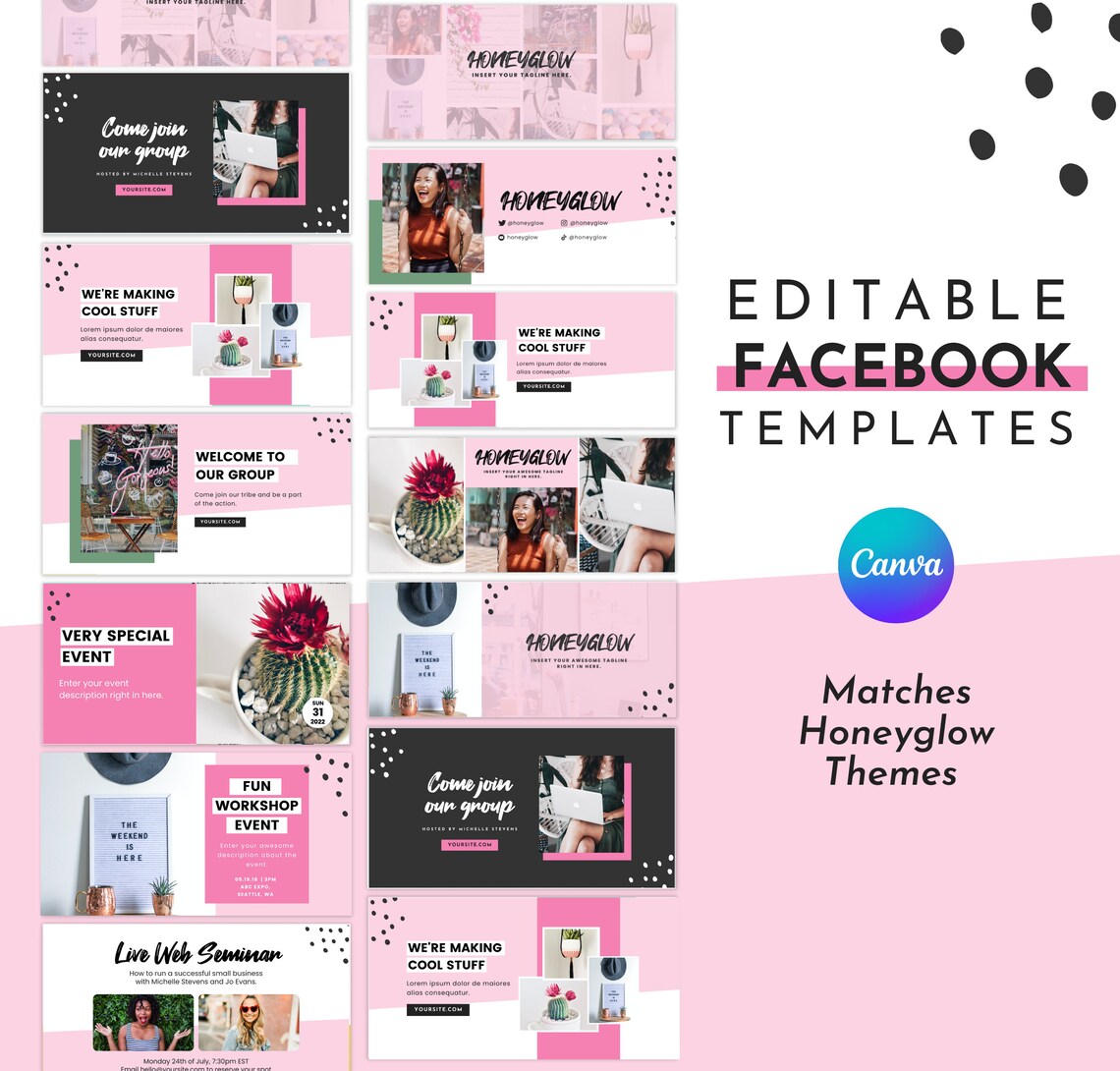 Feminine Facebook Template for Canva Facebook Cover Template - Etsy