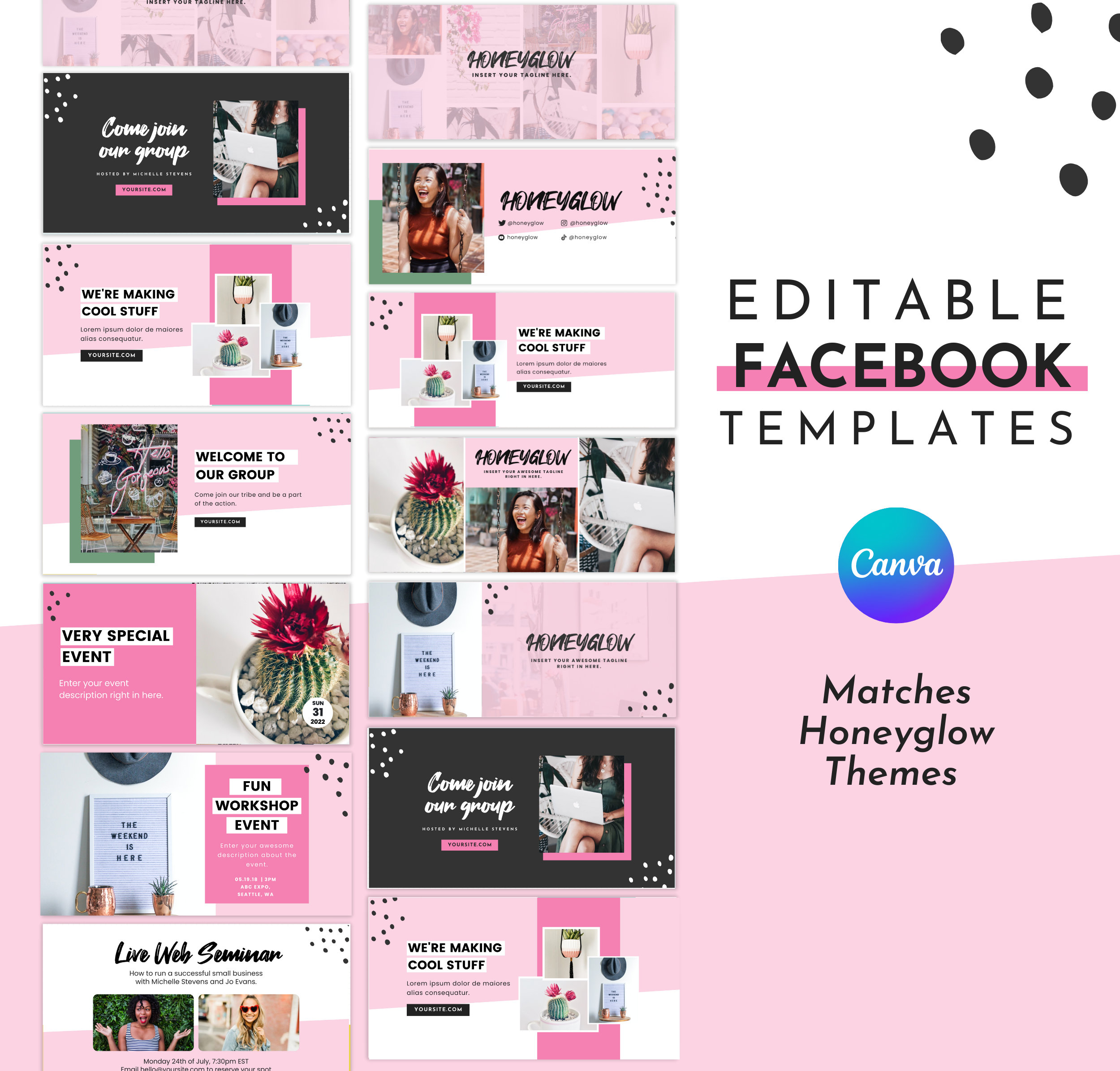 Feminine Facebook Template for Canva | Facebook Cover Template ...