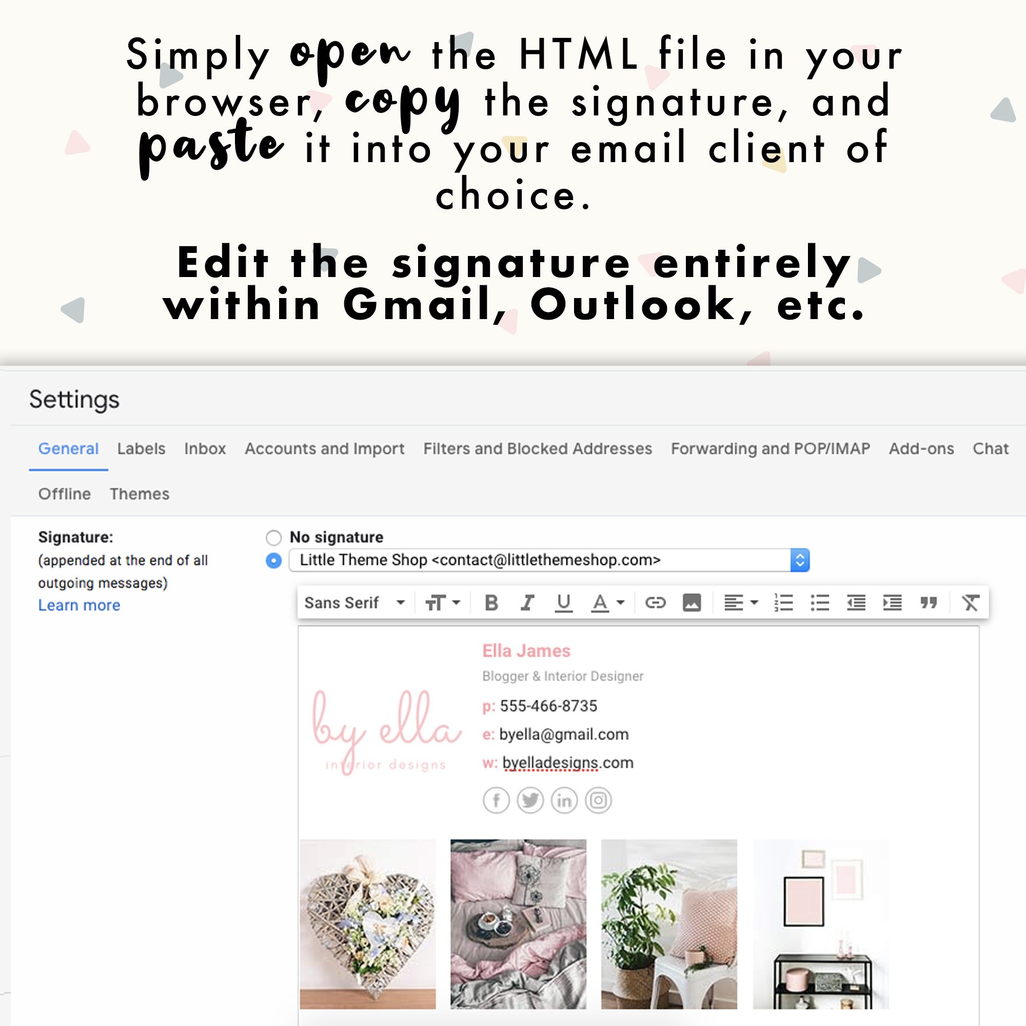 Email Signature Template Email Signature With Clickable Links - Etsy Canada