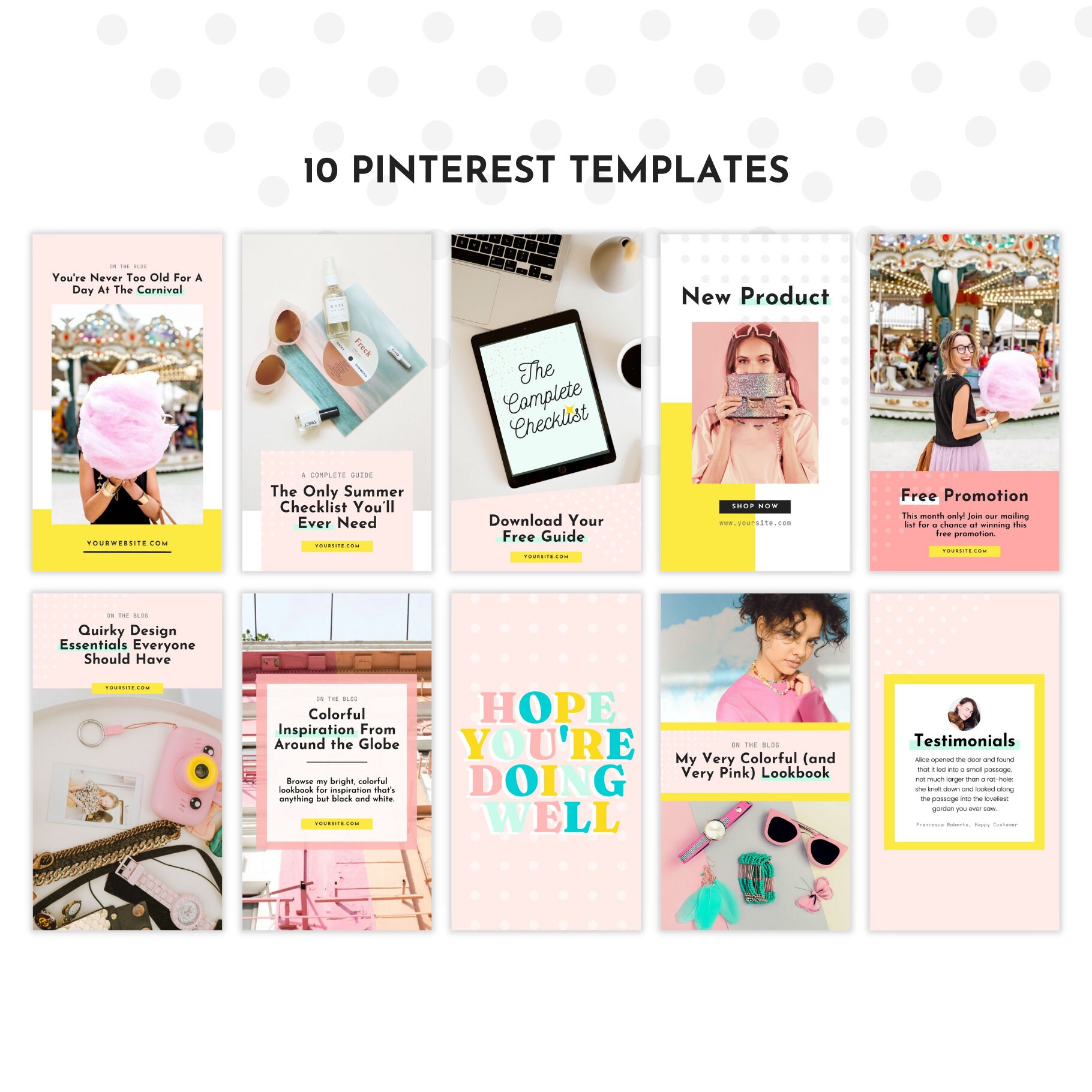 Cute Pinterest Templates for Canva | Matching Jelly Bean Template ...