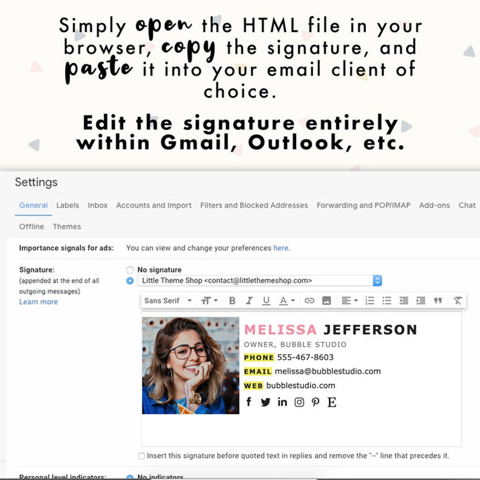 Fun Email Signature Template Email Signature With Clickable - Etsy