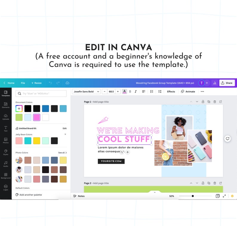 Colorful Facebook Template for Canva Matching Moodring - Etsy