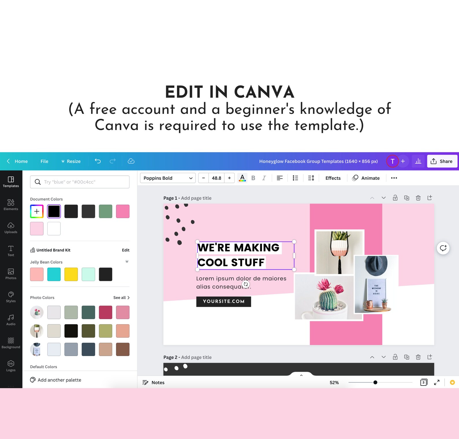 Feminine Facebook Template for Canva Facebook Cover Template - Etsy