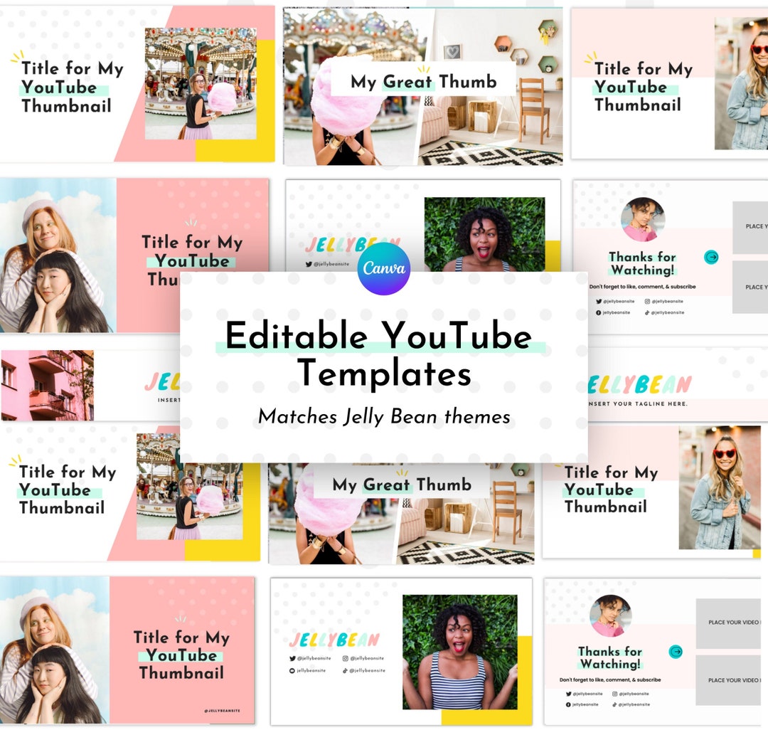 Cute Youtube Templates for Canva | Youtube Banner Template | Editable ...