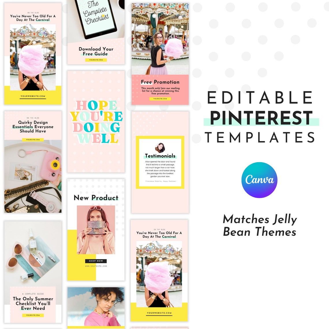 Cute Pinterest Templates for Canva | Matching Jelly Bean Template ...