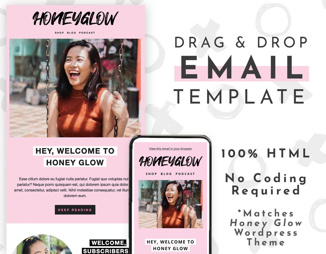Girly Email Template for Mailchimp | Editable Newsletter Template ...
