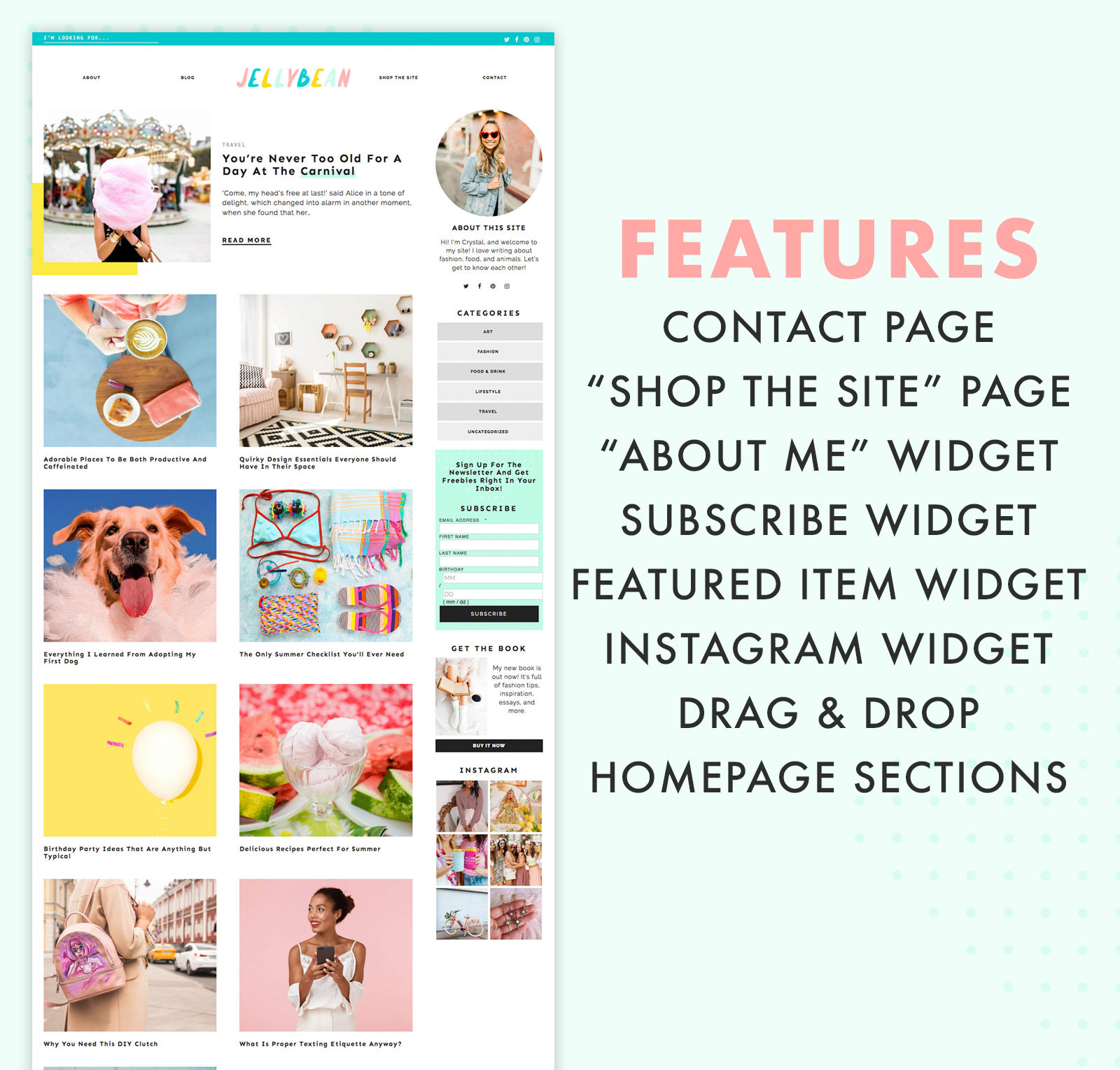 Cute Wordpress Theme Jelly Bean Wordpress Theme for Bloggers - Etsy