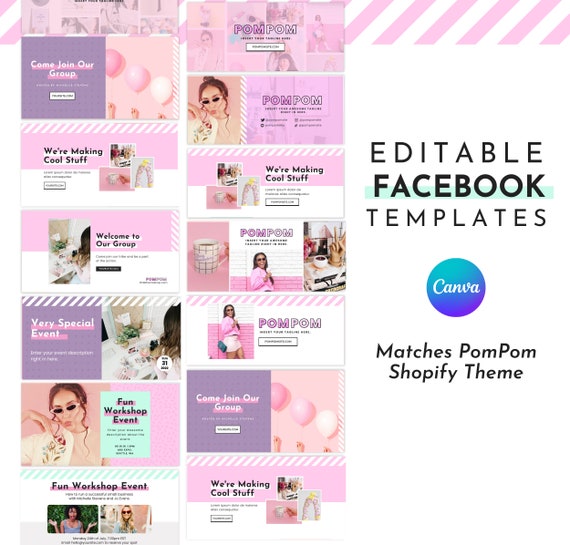 Pink Facebook Template for Canva Facebook Cover Template - Etsy