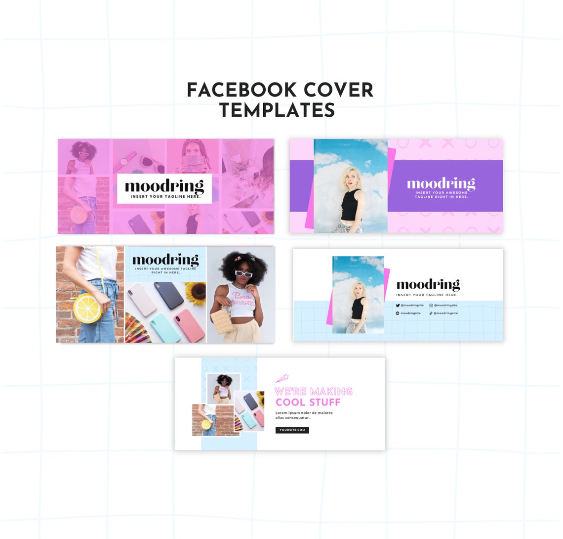 Colorful Facebook Template for Canva Matching Moodring - Etsy