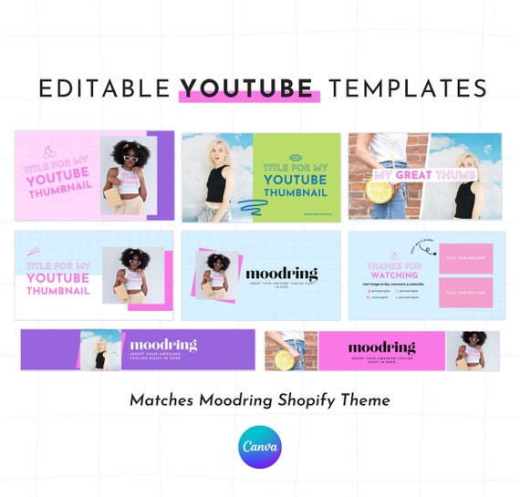 Colorful Youtube Templates for Canva Youtube Banner Template - Etsy