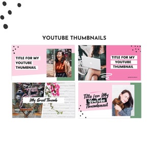 Feminine Youtube Templates for Canva (banner, Thumbnail, Intro, Outro ...