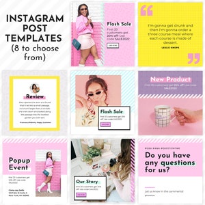 Pink Instagram Post Template for Canva, Instagram Story Template ...