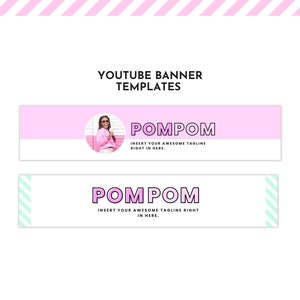 Pink Youtube Templates for Canva | Youtube Banner Template | Editable ...