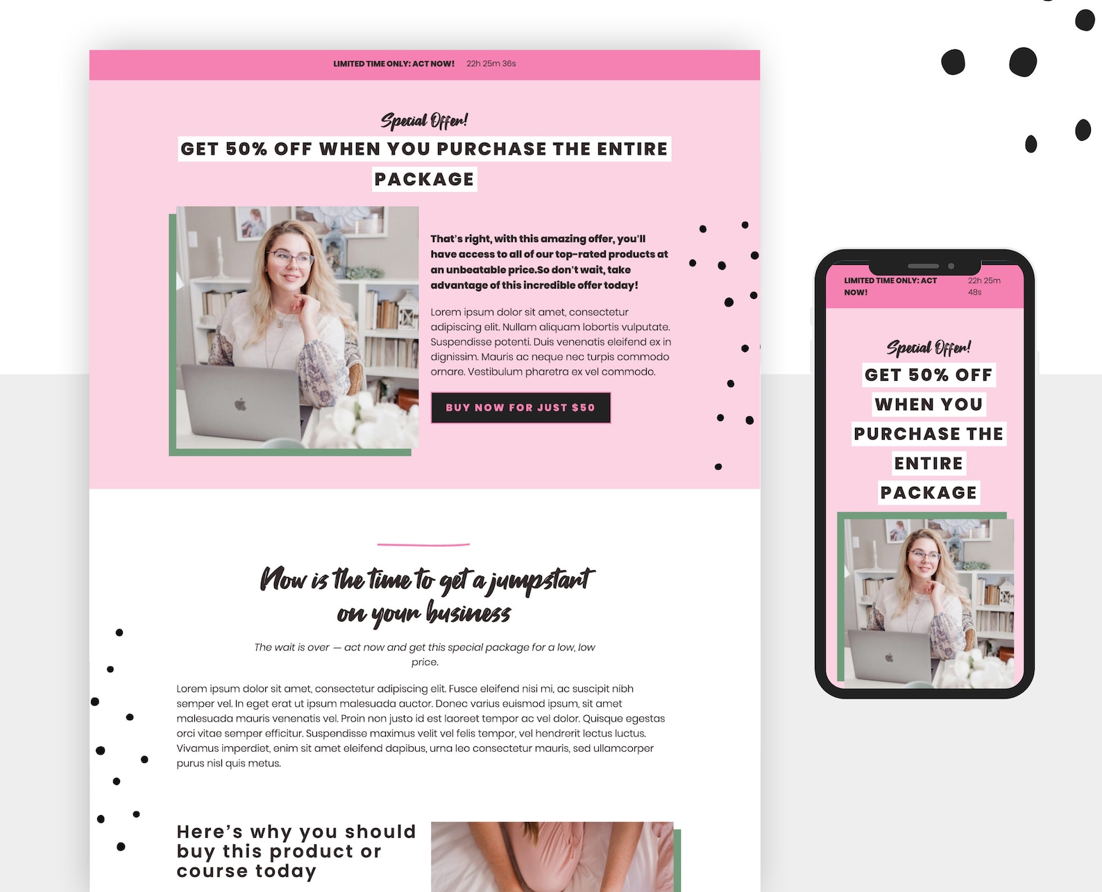 Pink Sales Funnel Templates for Wordpress: Lead Magnet, Tripwire, Thank ...