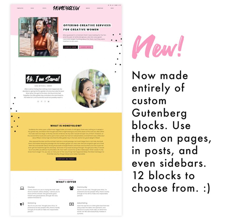 Pink Wordpress Theme Feminine Wordpress Theme for Bloggers - Etsy