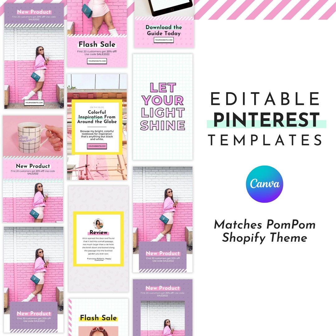 Pink Pinterest Templates for Canva | Matching Pompom Template | Pink ...