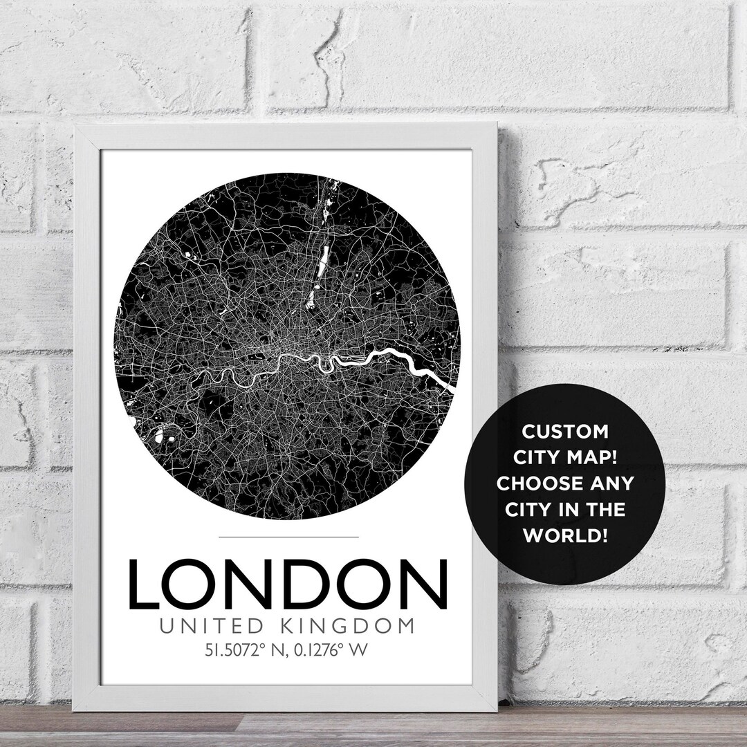 Custom City Map Travel Poster, Personalized Map Wall Art, Unique Gift ...
