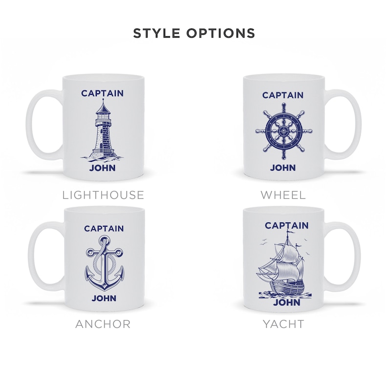 Personalized Captain Nautical Boat Anchor Ceramic Mug, Ship Mug ...