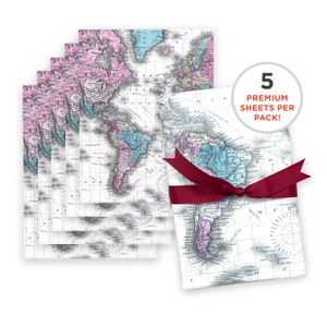 Vintage World Map Wrapping Paper: Stunning Map of the World Gift Wrap ...
