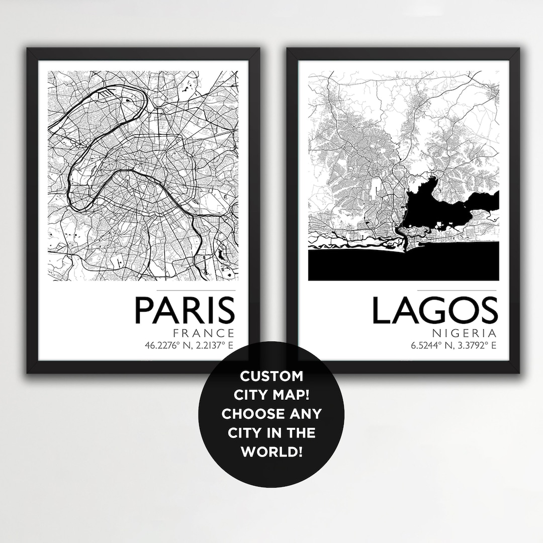 Modern Office City Map, Printable Wall Art, Office Map Gift, Instant ...