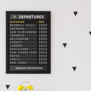 Custom Travel Art Print: Departure Board Airplane Art. Custom Travel ...