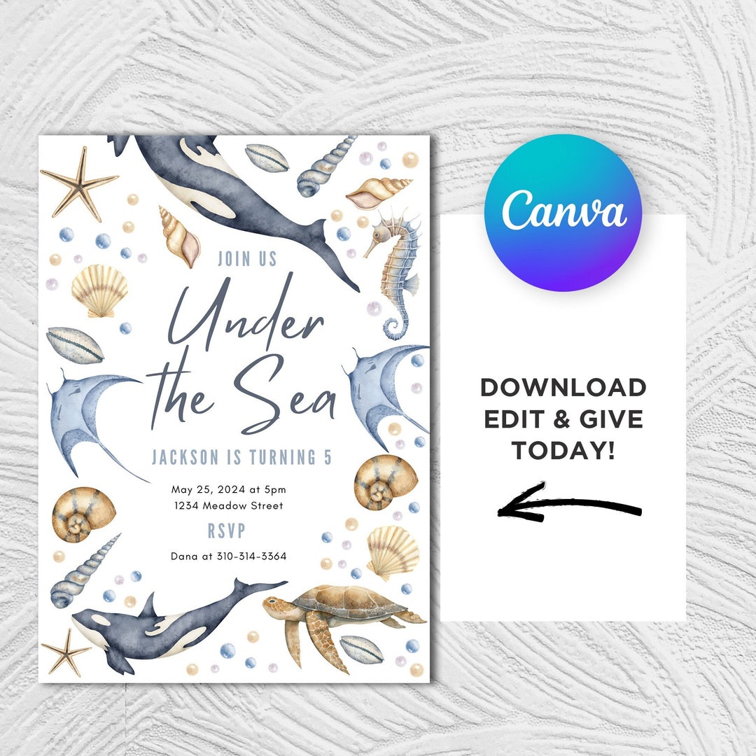 Personalized Under the Sea Invitation, Custom Printable Template ...