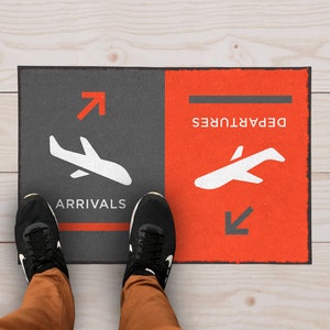 Front Door Mat: Airport Sign Welcome Mat. Shoe Mat, Arrivals/departures ...