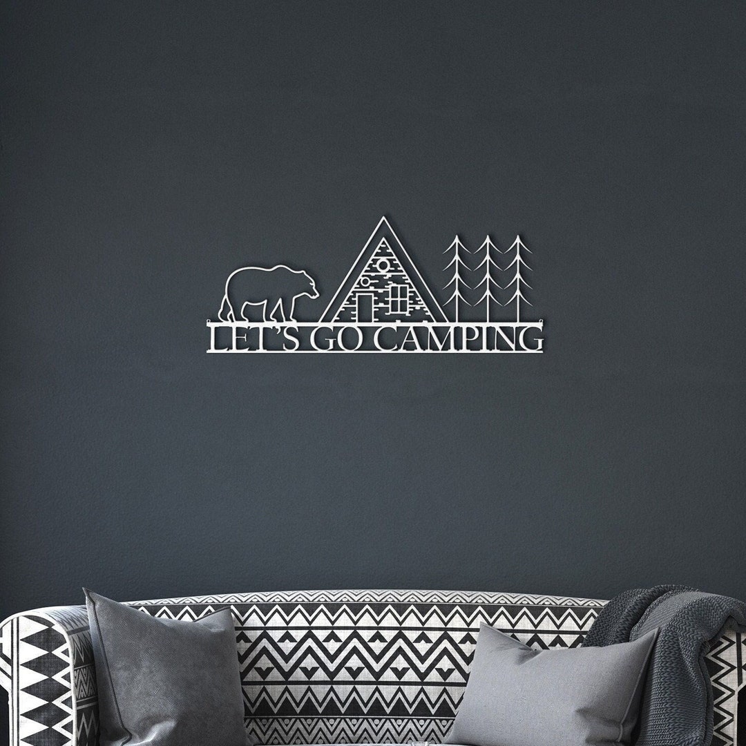 Let's Go Camping Sign, Metal Camping Sign, Fire Pit Sign, Custom Metal ...