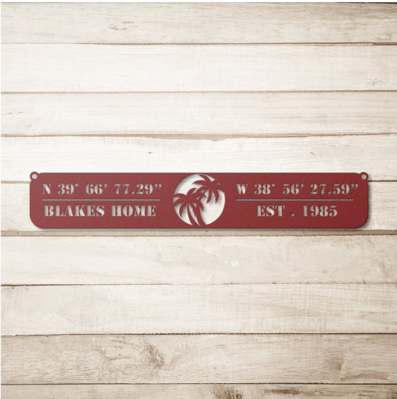 Custom Coordinates Metal Wall Art Beach Home Decor Coastal - Etsy