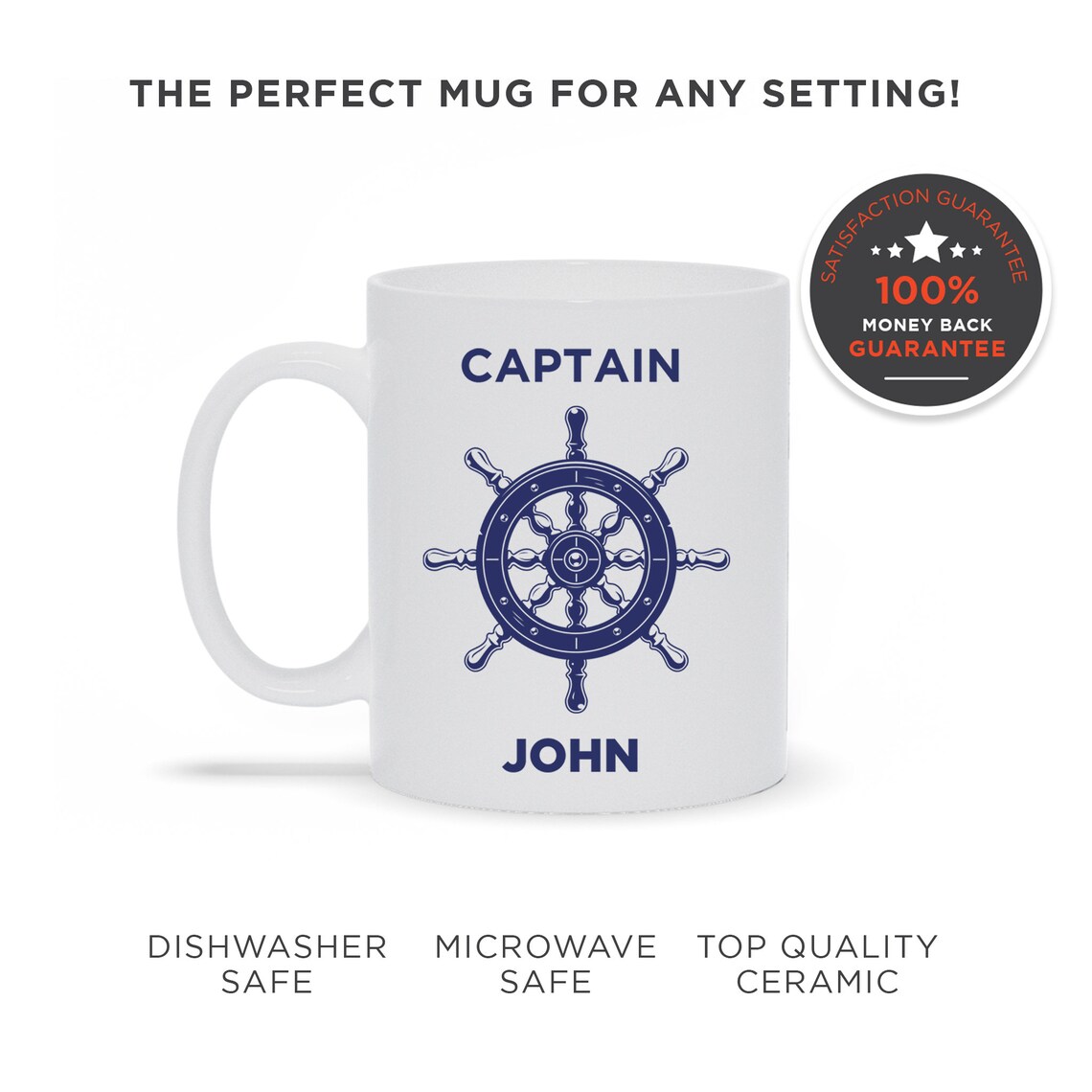 Personalized Captain Nautical Boat Anchor Ceramic Mug, Ship Mug ...