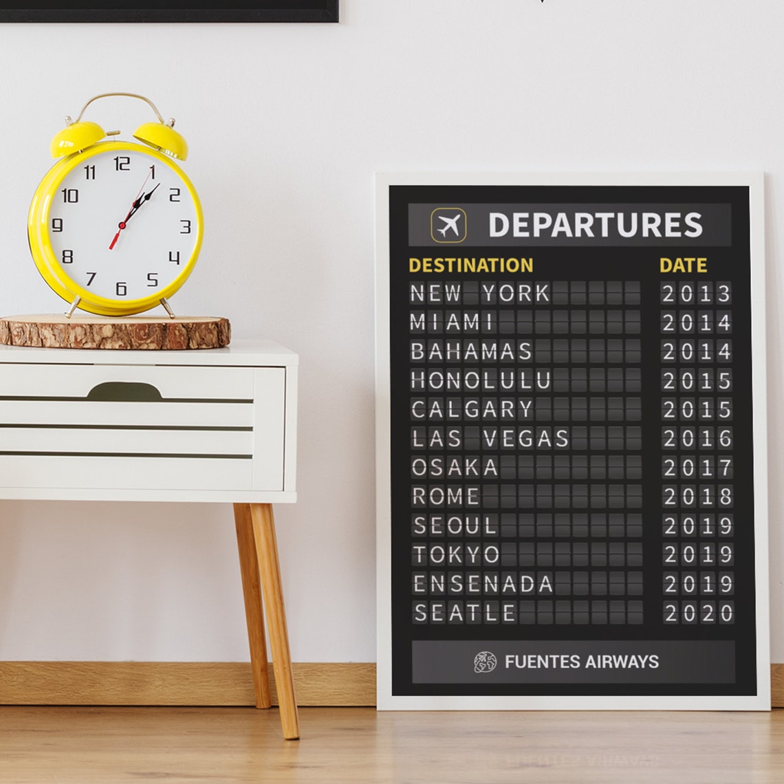 Custom Departure Board: Personalized Art Prints. Airport Flight Board ...
