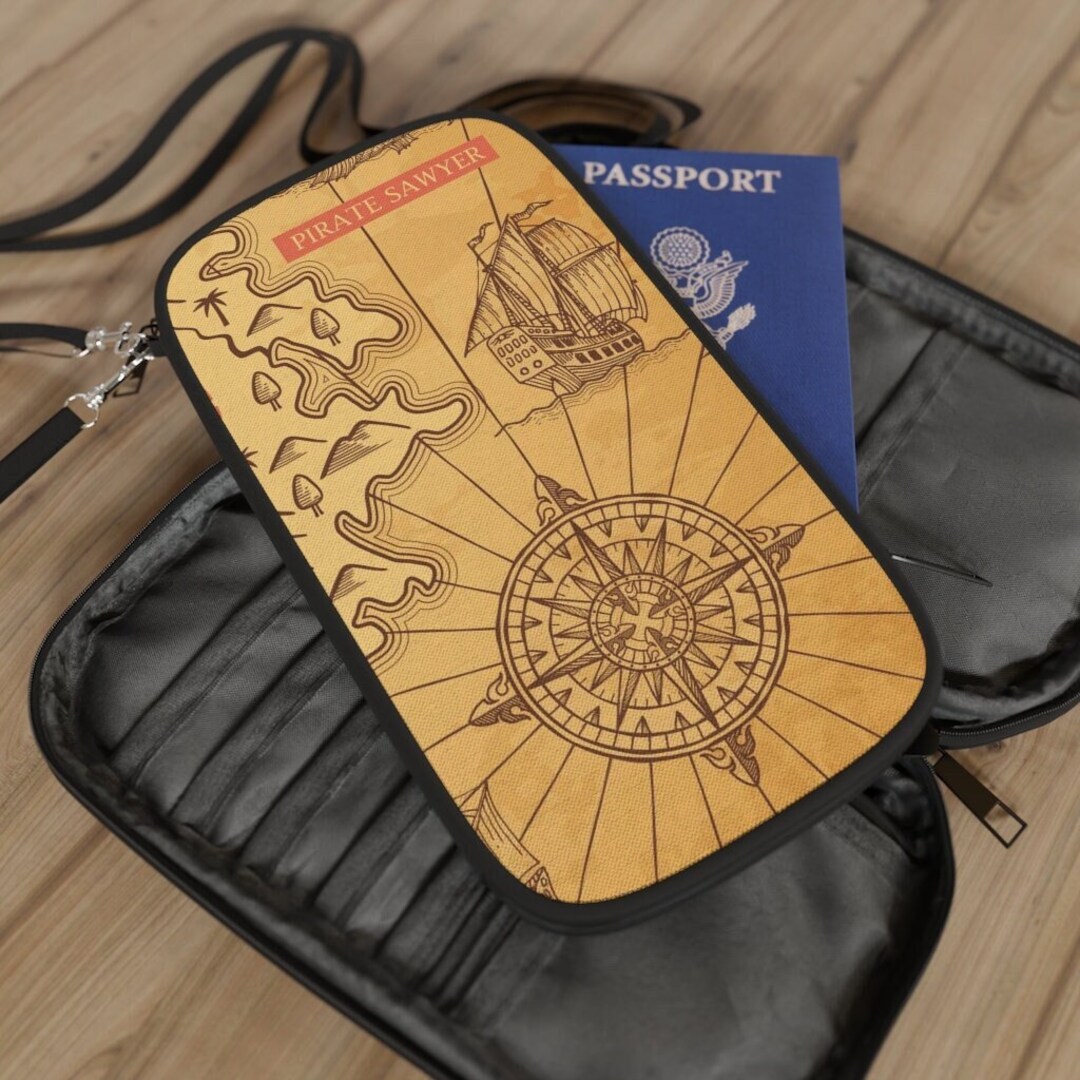 Personalized Passport Cover With Map & Compass - Old World Map Travel ...