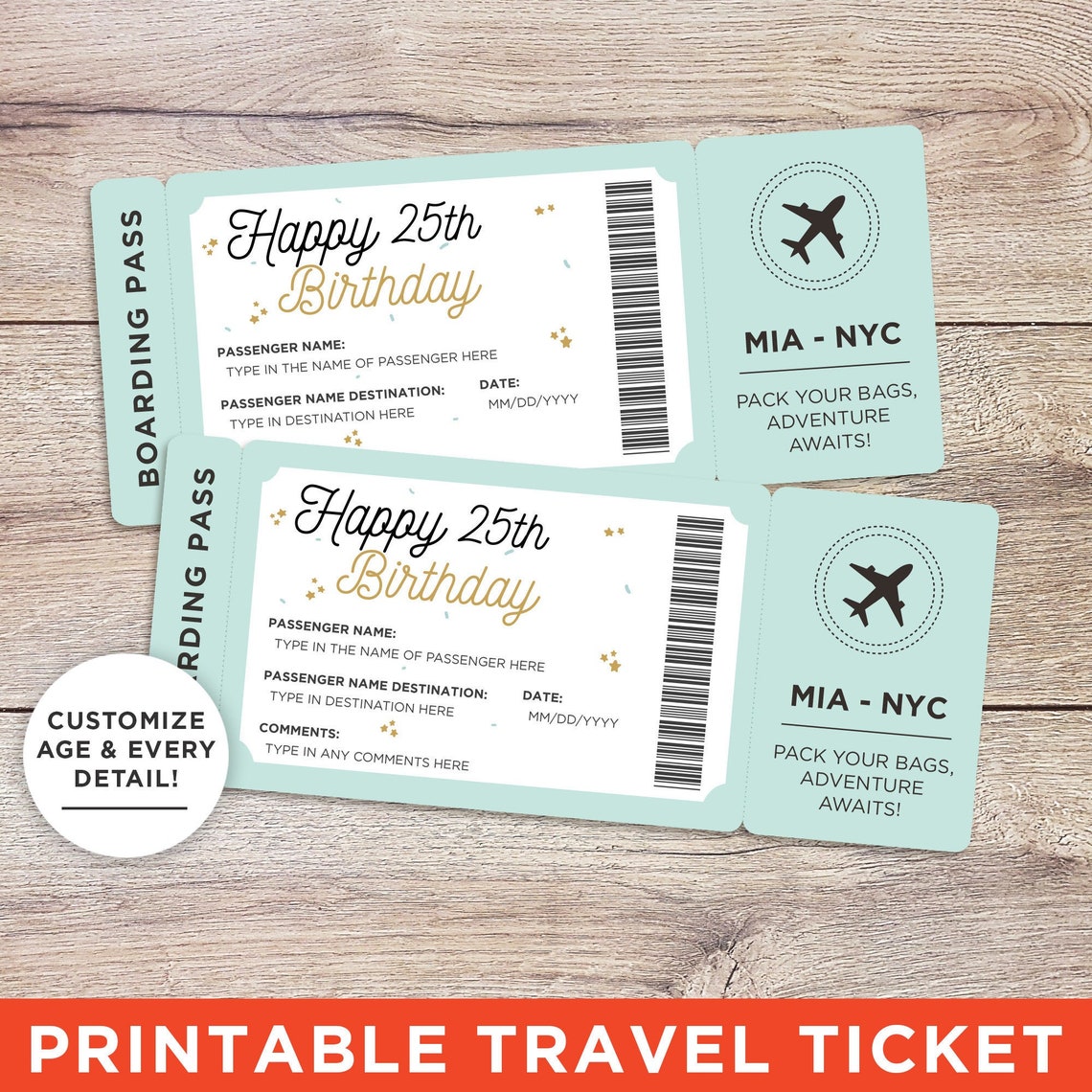 Printable Boarding Pass Template Fake Plane Ticket Template - Etsy