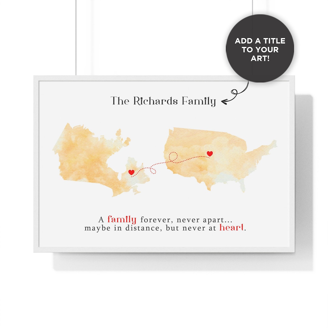 Heartfelt Long Distance Family Wall Art, Personalized With States and ...