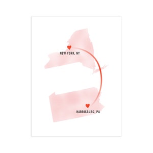 Custom Long Distance Relationship Art Print - Long Distance Gift for ...