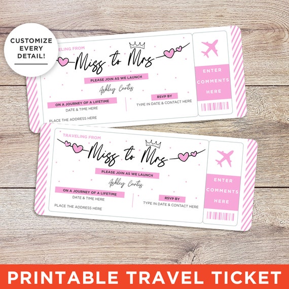 Boarding Pass Bridal Shower Invitations