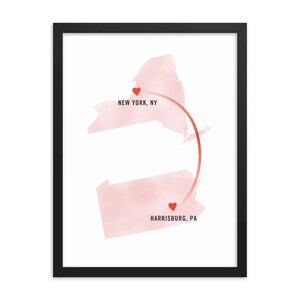 Custom Long Distance Relationship Art Print - Long Distance Gift for ...