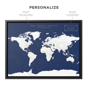 Custom Push Pin Map, World Push Pin Personalized Map, Travel Tracking ...